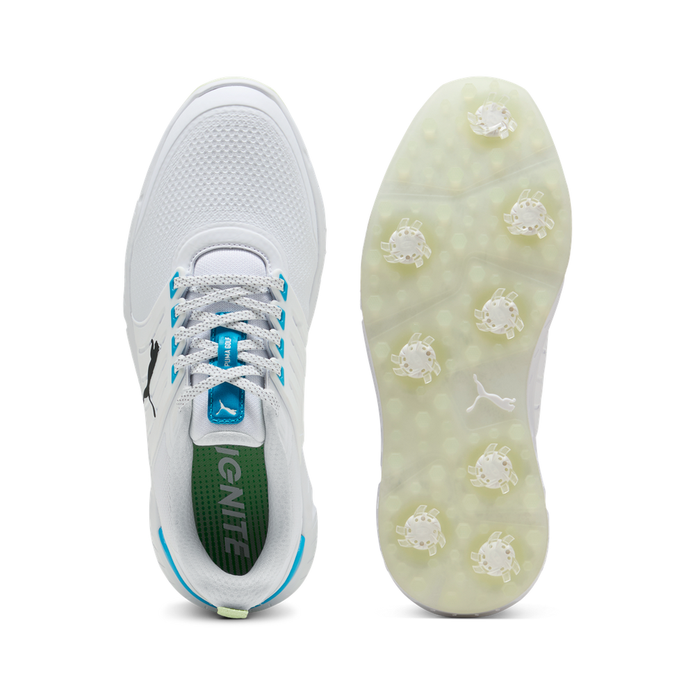 Puma Ignite Elevate 2 Tour Spiked Golf Shoes - Puma White, Blue & Appl